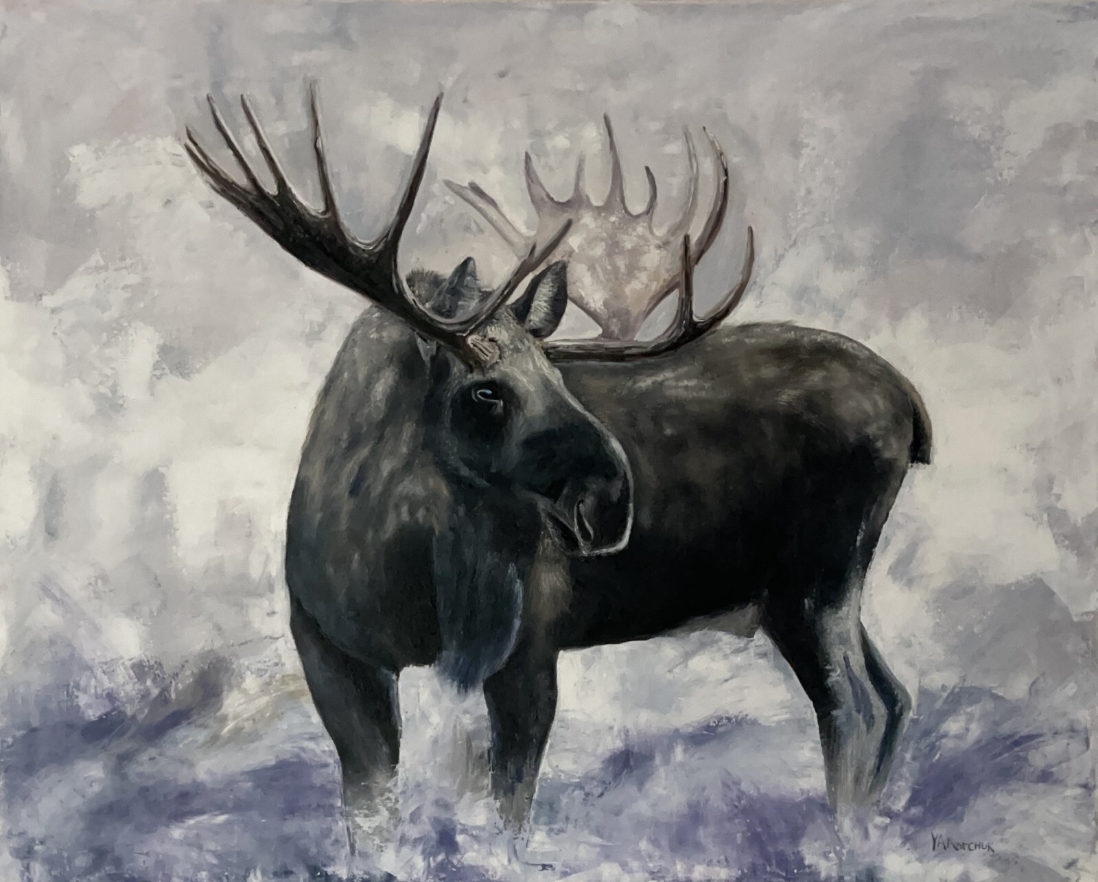 Original moose Oil Painting wildlife | eBay