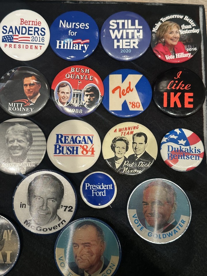 Lot of 34 Political Campaign Buttons Eisenhower Sanders Reagan Clinton ...