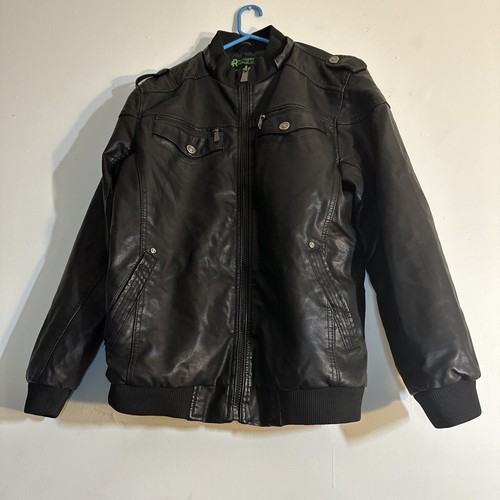 Refinery Republic black faux leather jacket Mens Size Large | eBay