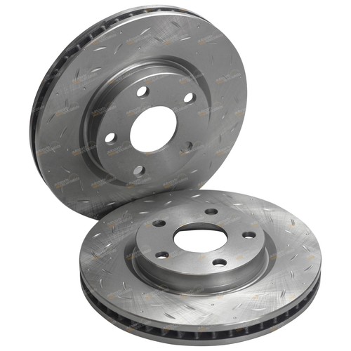 2 Front Drilled + Slotted Brake Rotors for VE VF V6 Commodore VM ...
