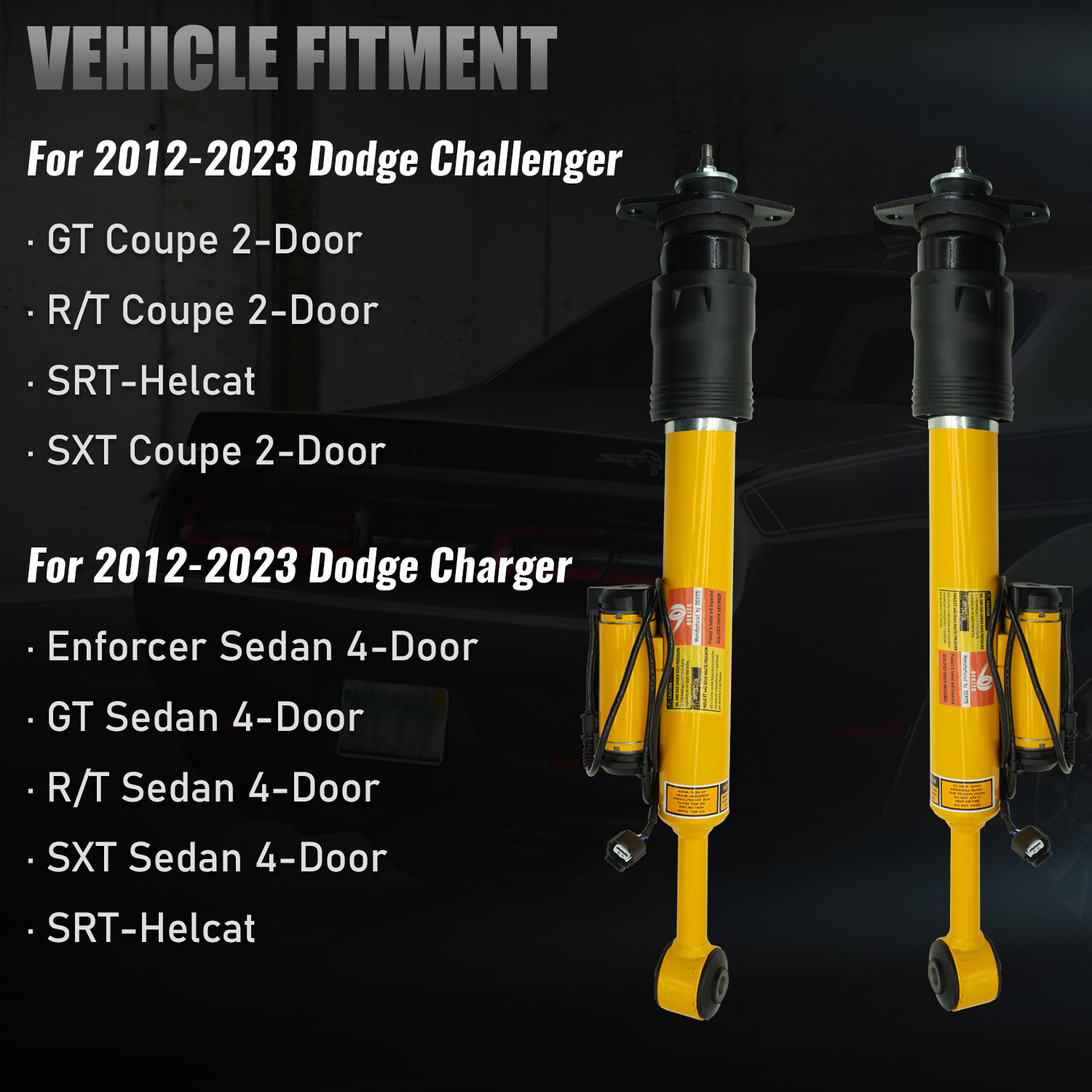 Rear Shock Absorber Struts For 2012-2023 Dodge Challenger Charger SRT ...