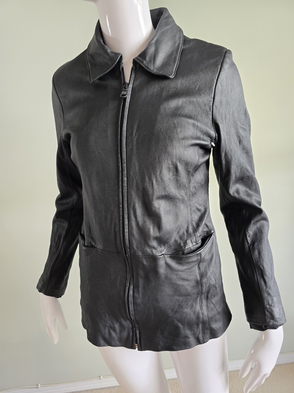 2002 Stormtech Black Genuine Leather Jacket Coat Wome… - Gem