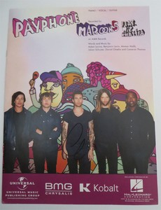 ADAM LEVINE signed PAYPHONE MAROON 5 MUSIC SHEET PAY PHONE PARTITION ...