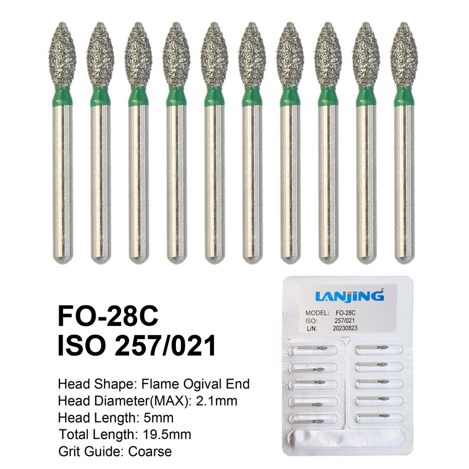 Dental Diamond Bur Football FG 368/023C 379/023 Egg Shape Coarse Fine ...