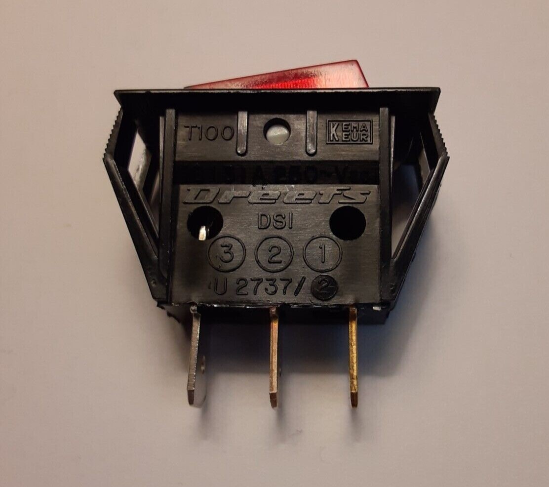 Dreefs Illuminated Rocker Switch - SPST - 125V 25A -Lighted RED - Snap ...