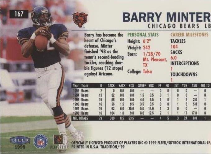 1999 Fleer Tradition Barry Minter #167 for sale | eBay
