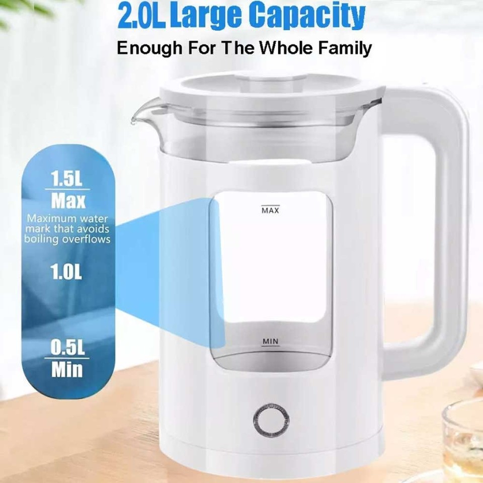 Quiet Electric Kettle, 2 Liter Quiet Fast Glass Kettle With LED, Easy ...