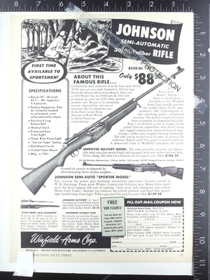 1953 AD for Winfield Arms Corp Johnson Military Auto-Loading Sporter 30 ...