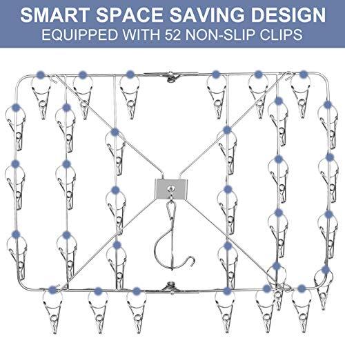 52 Clips Laundry Clothes Drying Rack Folding Sock Underwear Bras ...