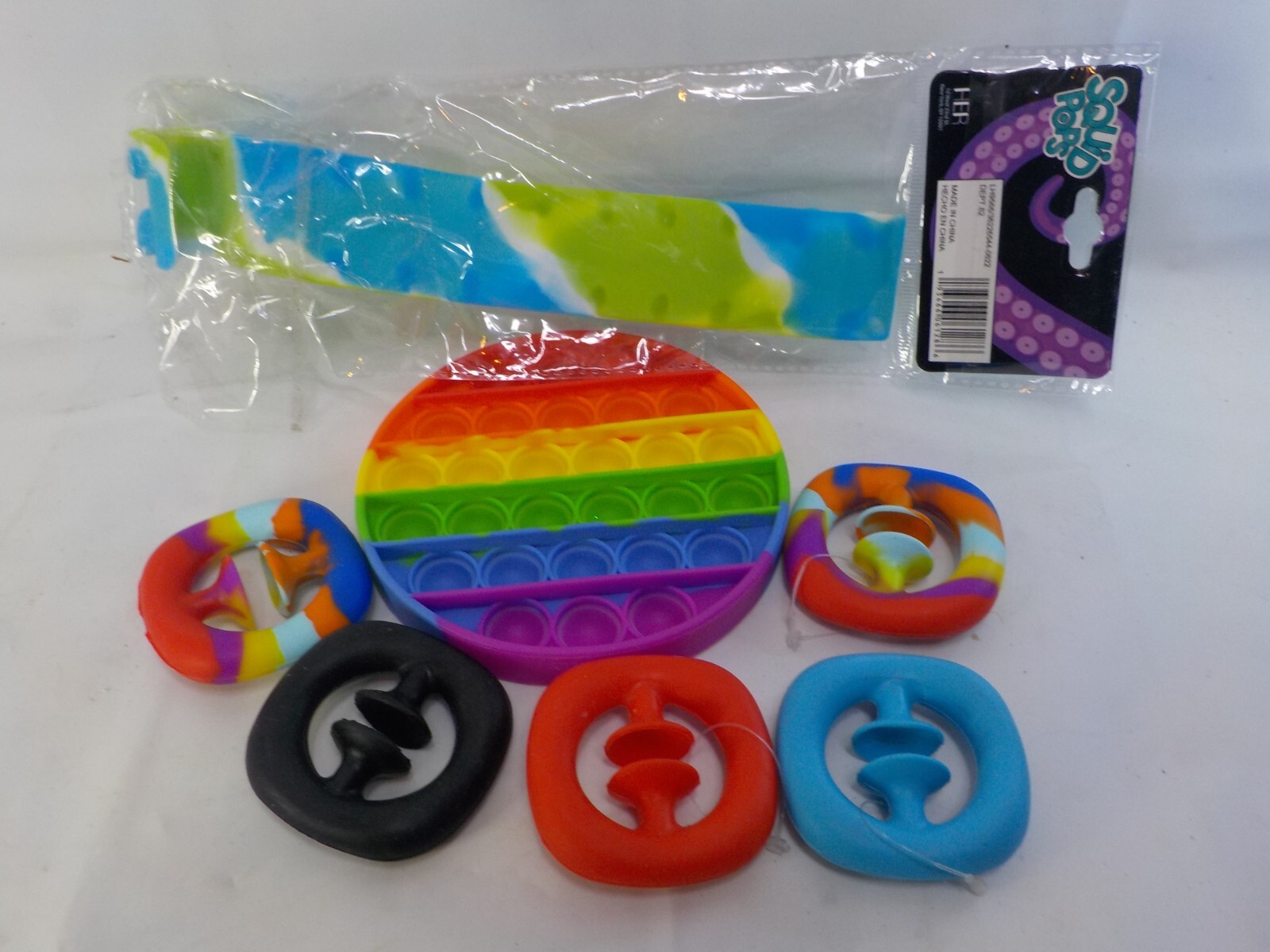 new/ open lot Rainbow Popit Fidget it Pop Toy Push Bubble Sensory w ...