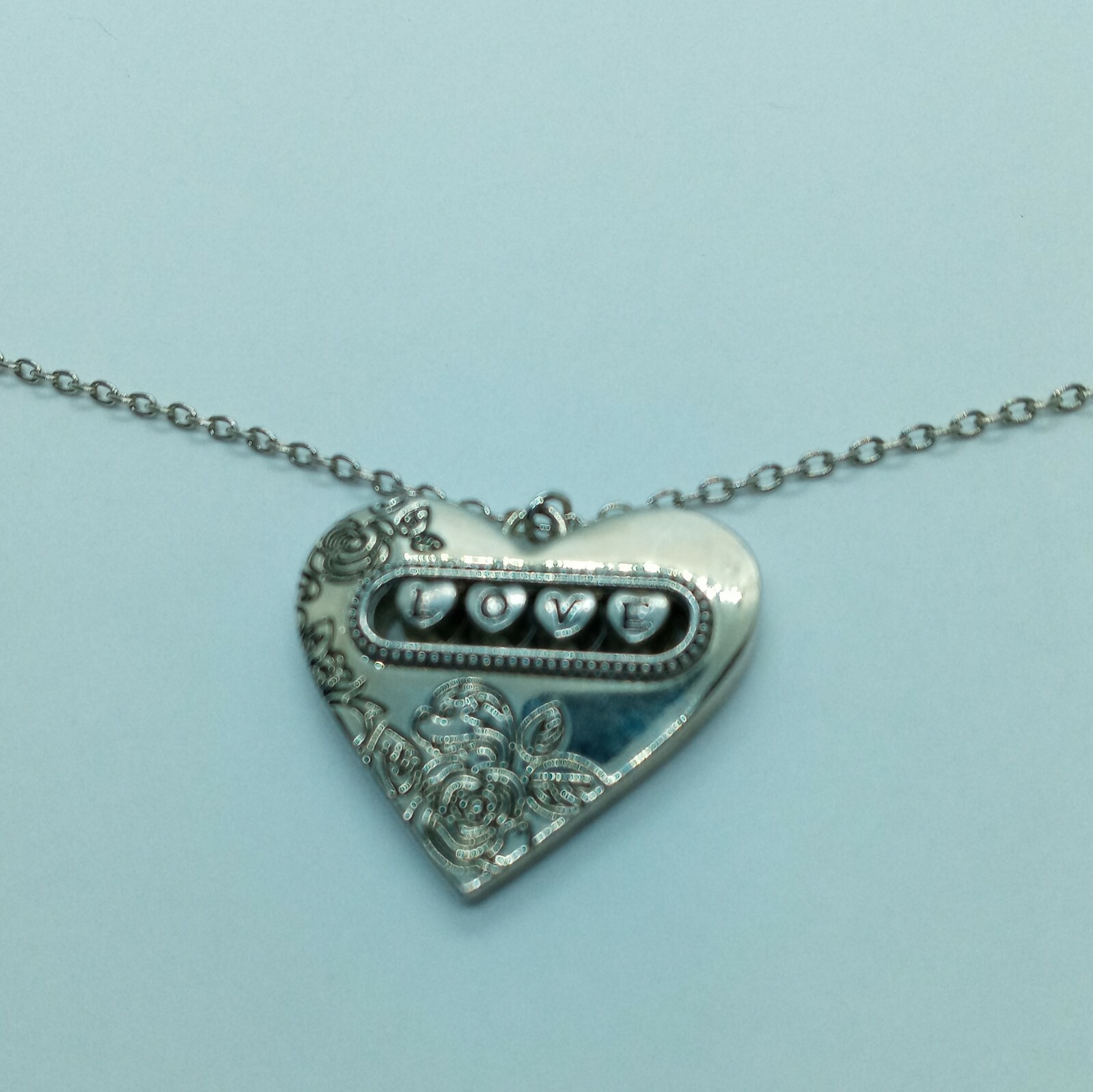 Love Heart Slot Machine Necklace Silver Tone 20" Long Reversible | eBay
