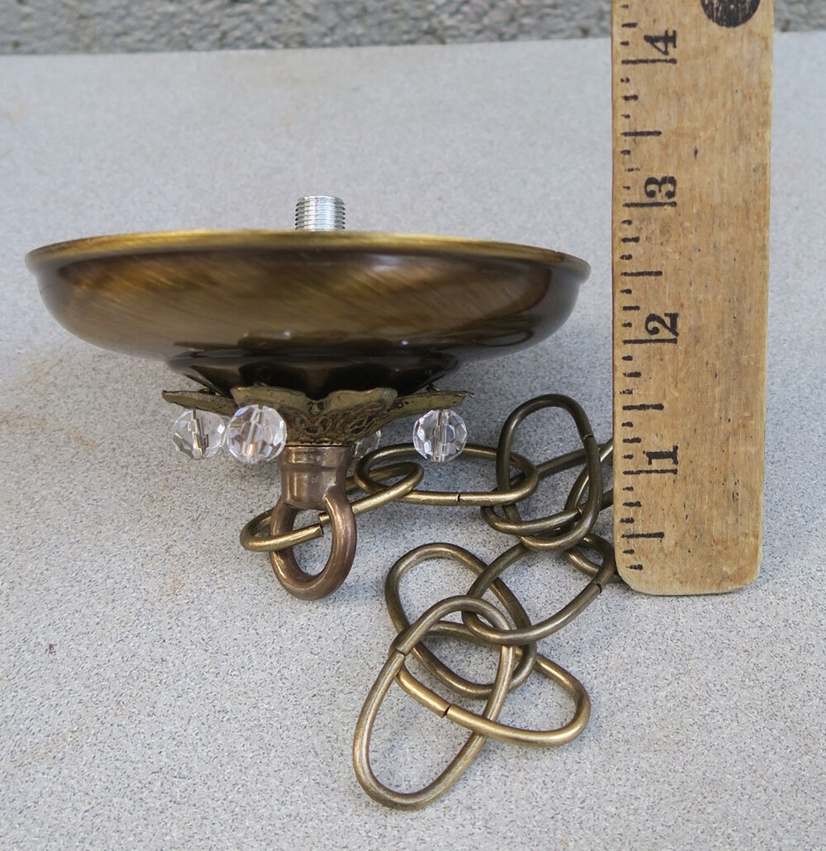 Small Brass Tole Ceiling cap Canopy Lamp Chandelier Part Vintage ...