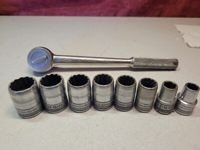 S-K 1/2" Drive Vintage Rope Band Drive Socket 8 Piece Set 12pt w ...