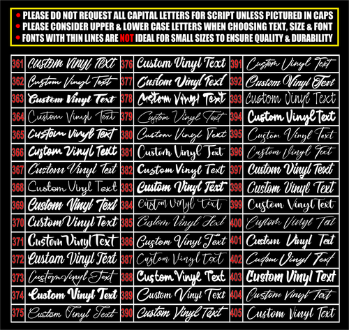 x2 Custom Vinyl Decal SCRIPT Car Truck Window Side Bottom Windshield ...