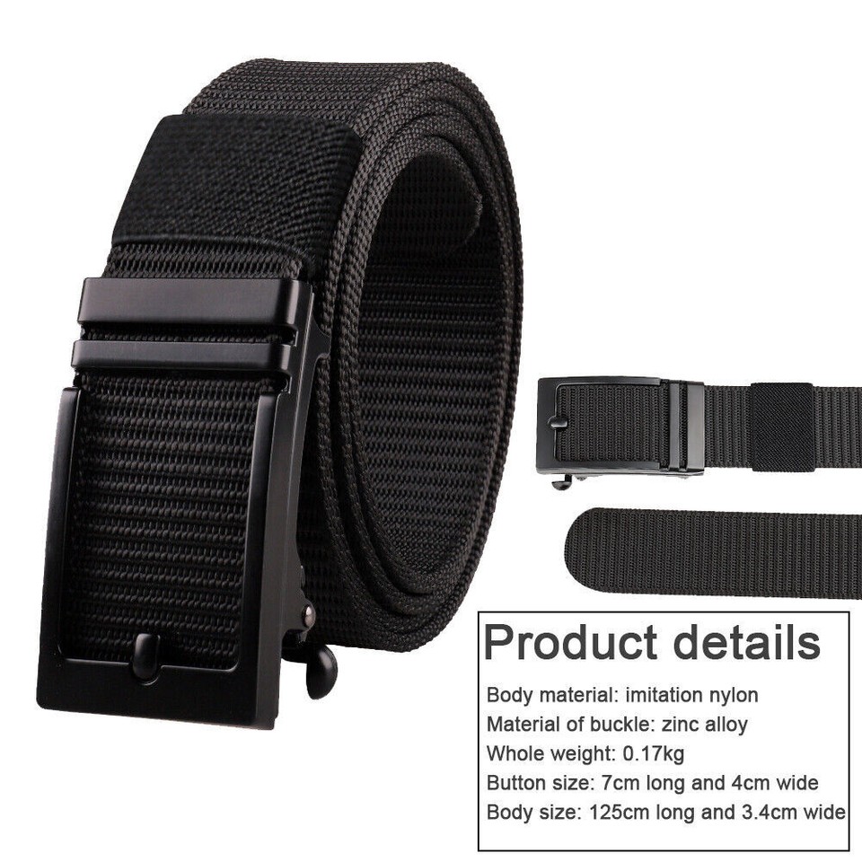Mens Ratchet Belt Nylon Web Belts for with Automatic Slide Buckle ...