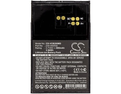 230-000532 Battery for Vocera Communications Badge B1000 / B2000 800mAh ...
