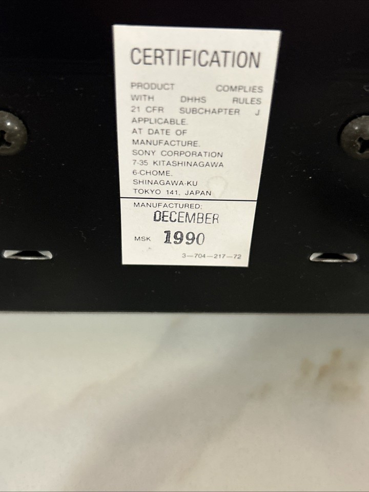 Sony CDP-190 CD Player Compact Disc Vintage 1990 Japan Home Audio Black ...