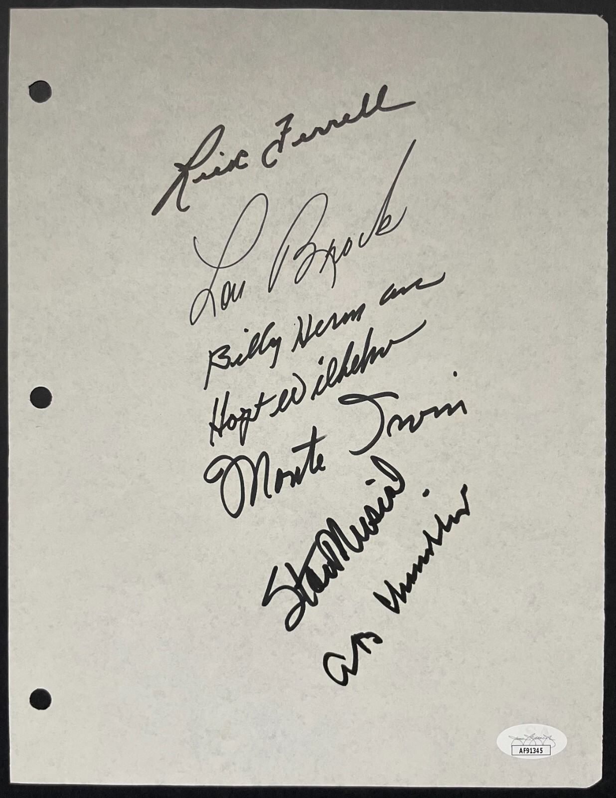 Rick Ferrell Lou Brock Billy Herman + More Autographed Sheet Signed Cut ...