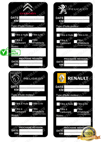 Étiquette Autocollant Entretien Vidange Huile Voiture Peugeot Citroën ...