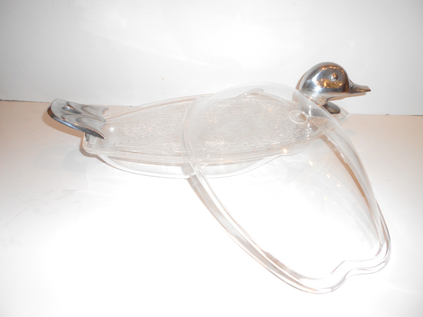 ARTHUR COURT GRAINWARE ALUMINUM HUGE DUCK 3PIECE PLATTER LUCITE MID ...
