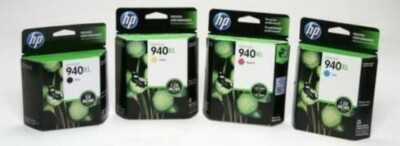 Set 4 New Genuine Factory Sealed HP 940XL High Yield Ink Cartridges ...
