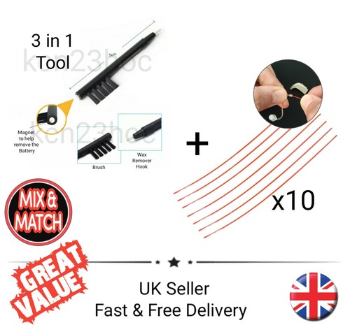 3 in 1 Hearing Aid Cleaning Tool & 10 Cleaning Rods kit *Magnet Brush ...