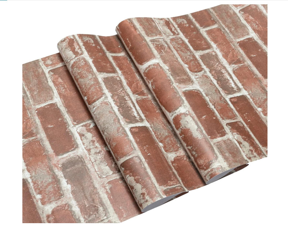 Hopeak Red Brick Wallpaper Self-Adhesive Peel and Stick Wallpaper ...