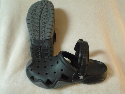NWOT Crocs RUGGED TERRAIN Slip-Resistant CLOG w adj. strap GREY/BLACK W ...