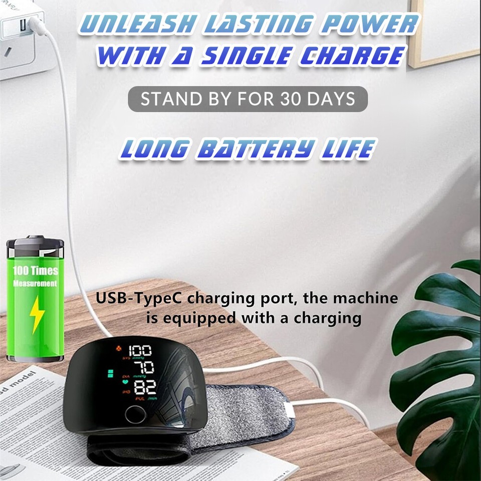 Automatic Wrist High Blood Pressure Monitor BP Cuff Machine LED Heart ...