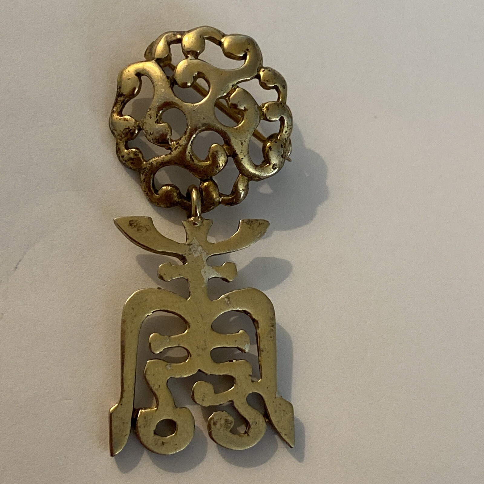 brooch Pin Chinese good luck symbol articulated sterl… - Gem