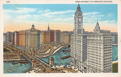Chicago IL Illinois Michigan Blvd Bridge Wacker Drive Skyline Vtg ...