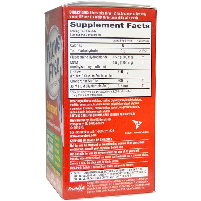 Schiff Move Free Joint Health with FruiteX-B Calcium Fructoborate 120 ...