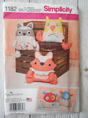 Simplicity 1182 Sewing Pattern Loveable Monsters - Soft Animals *New ...