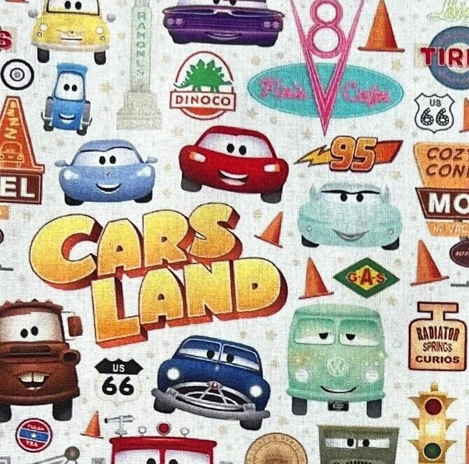 Disney Cars Land Lightning McQueen Tow Mater Print | 100% Cotton Fabric ...