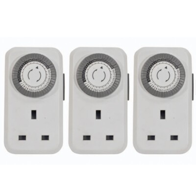 Pack of 3 Eagle Plug-In Programmable Mechanical Timers Energy Saving ...