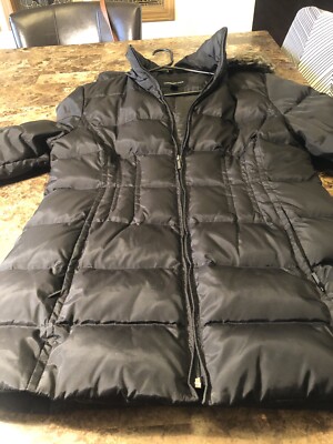 Black London Fog Women's Faux Fur Hooded Puffer Coat Size Large Damaged ...