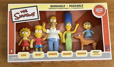 The Simpsons Family Bendable Figures Boxed Set TV Of 5 + 1 Figures NEW ...