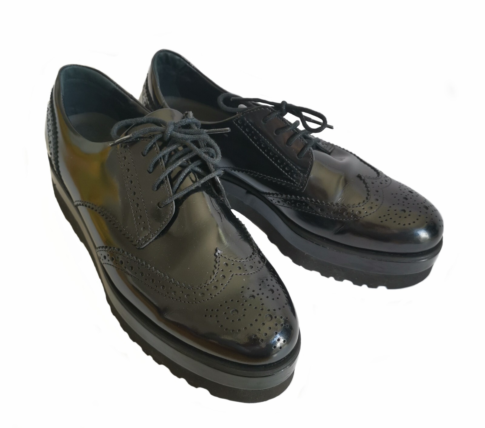 100% AUTHENTIC HOGAN BLACK PERFORATED PLATFORM OXFORD… - Gem