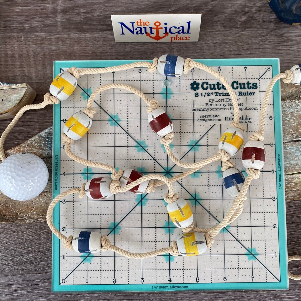 6 ft Wood Fishing Floats On String, Fish Net Buoy Garland, Wooden ...