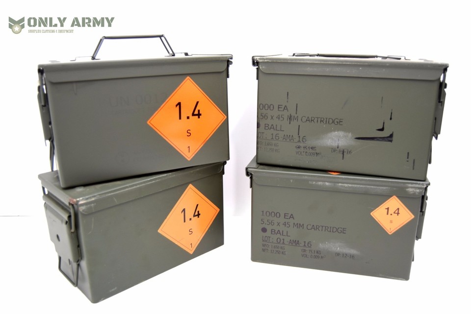 NEW British Army 50Cal Ammo Box Storage Ammunition Surplus Issue Tool ...