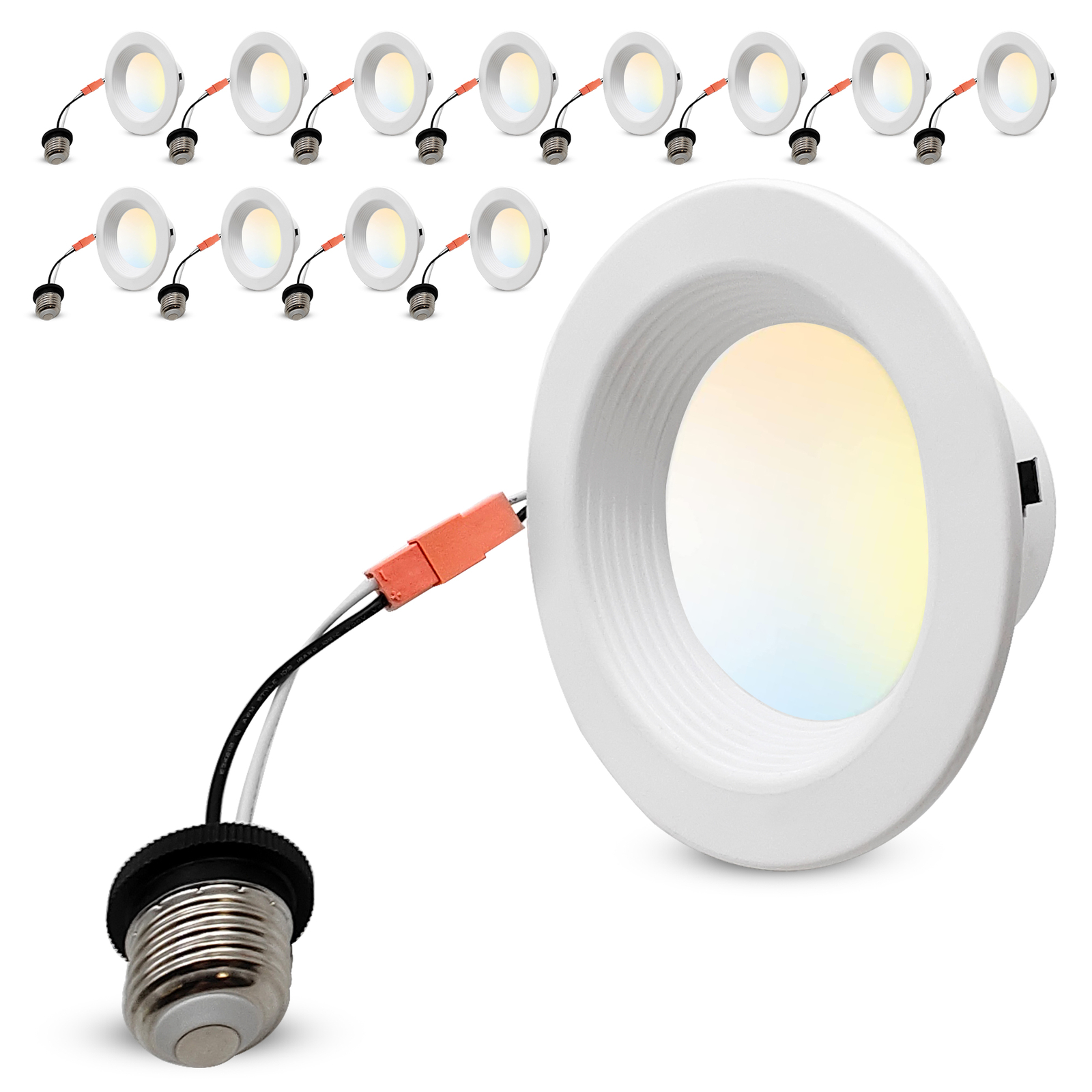 6/12 Pack 4'' LED Can Light Retrofit 5CCT Baffle Trim Matte White ...