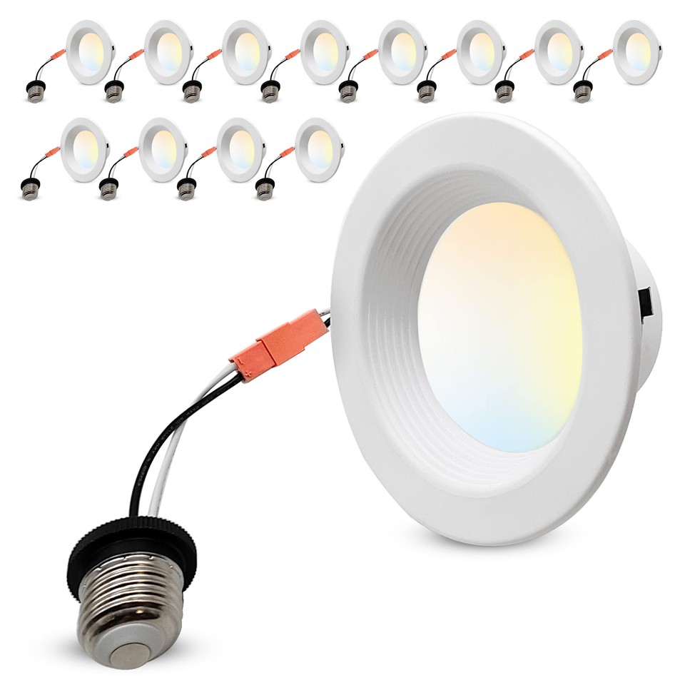 6/12 Pack 4'' LED Can Light Retrofit 5CCT Baffle Trim Matte White ...