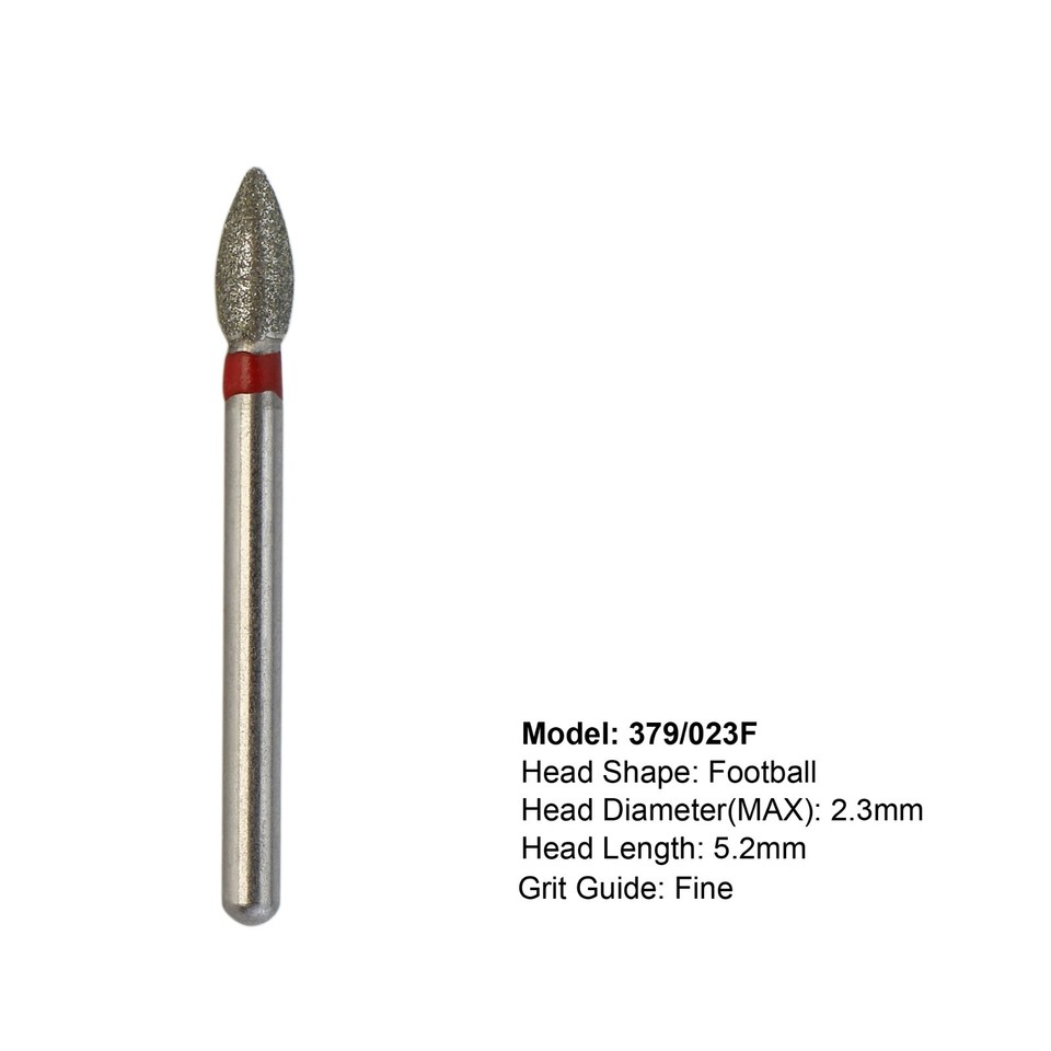 Dental Diamond Football Burs 379/023F Fine Grit Red FG 1.6mm High Speed ...