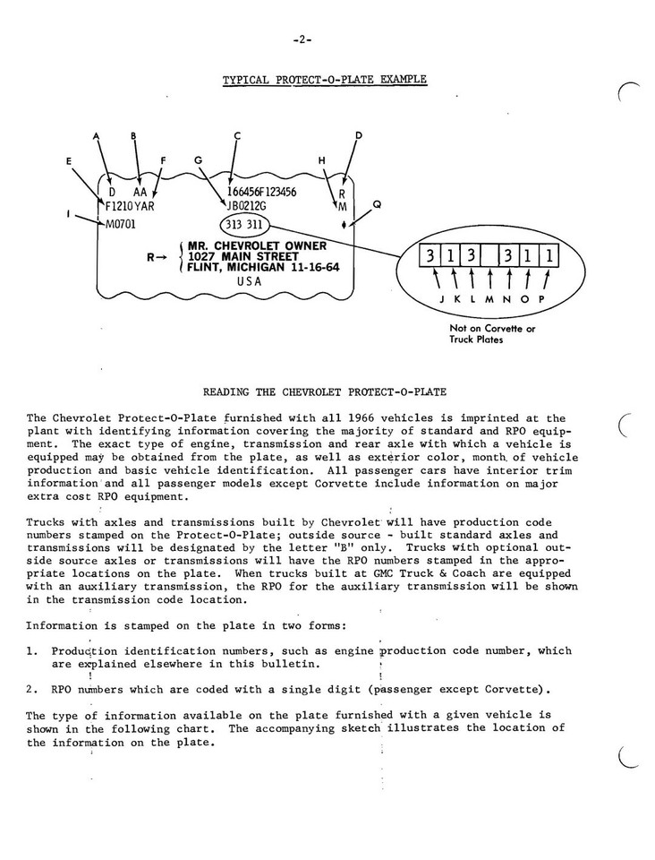 Dealer Decoder 1966 Chevy II Corvette Nova Impala BelAir Biscayne Truck ...