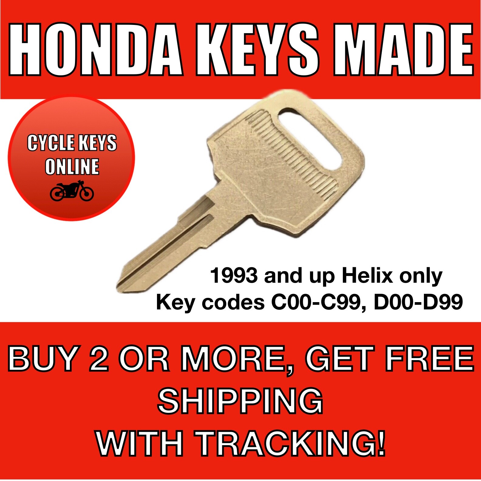 1993 and up Honda Helix keys Cut to Code for key codes C00-C49, D00-D99 ...