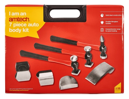 7Pc Auto Body Dent Car Panel Repair Tool Kit Beating Hammers Heel Dolly ...