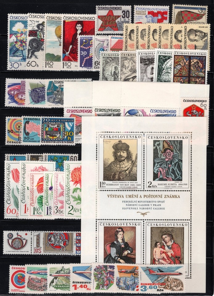 CZECHOSLOVAKIA Sc#1859/C82, 1973 Collection: 40+ Stamps & One Sheet ...