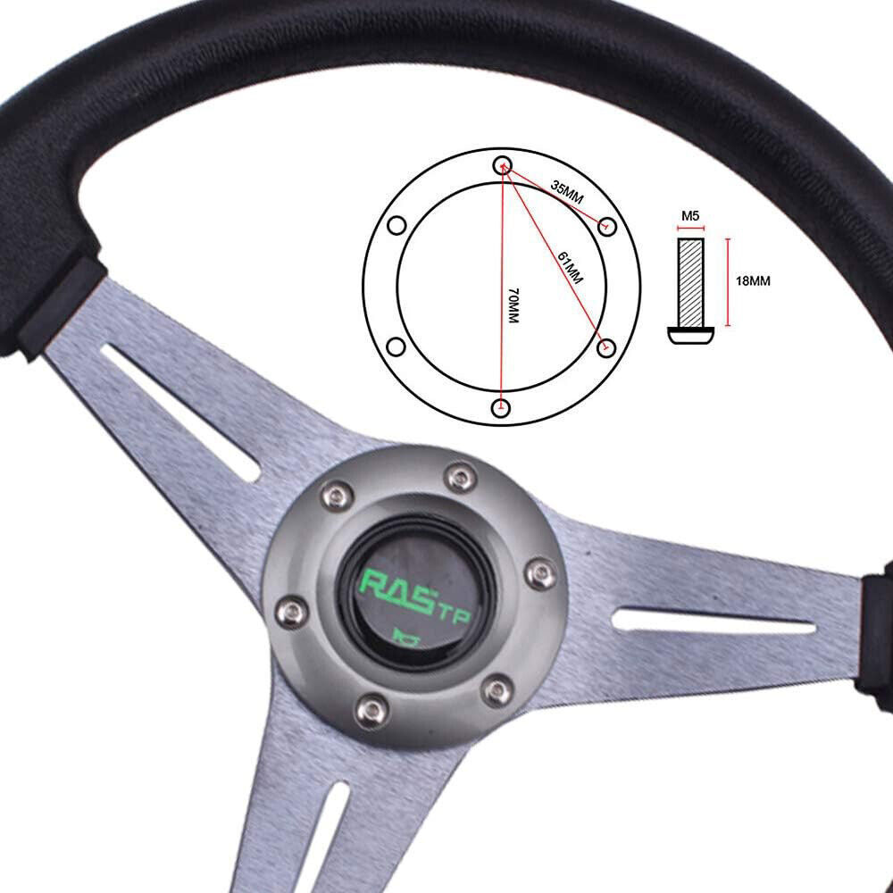 Gray 14INCH Universal Aluminum Racing Steering Wheel Drifting Deep Dish ...