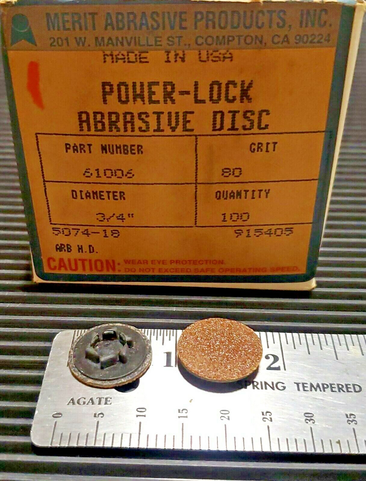 MERIT POWER LOCK ABRASIVE DISCS 3/4" DIAMETER 80 GRIT 61006 100/PKG | eBay