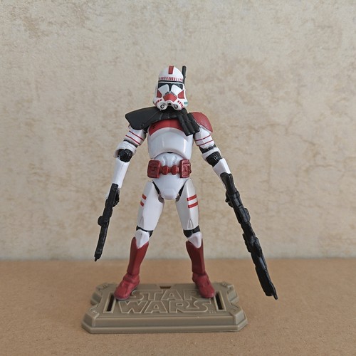 3.75" SW Shocktrooper Red White Clone Trooper With Base Action Figure ...